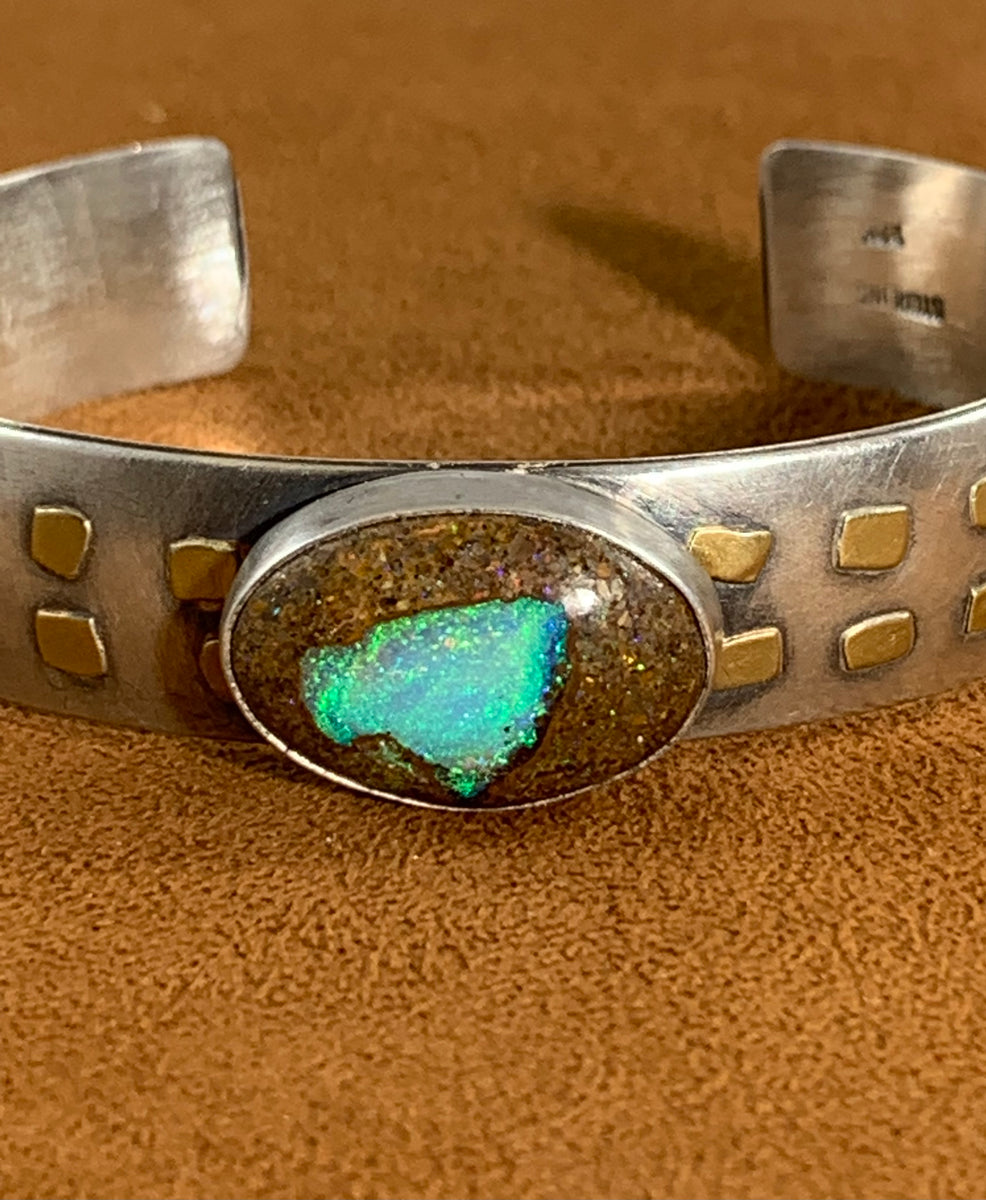 Opal and Gold Cuff by Victoria Maase Stoll – Ortega's on the Plaza Santa Fe